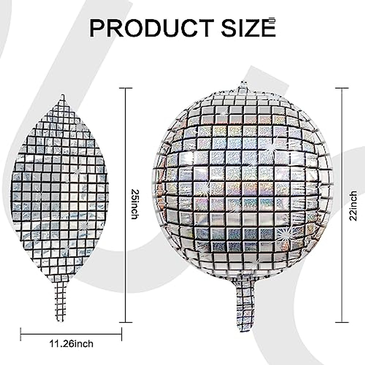 Disco Balloons, 6PCS Rainbow Silver Disco Ball Balloons, 22 inch 4D Disco Ball Decorations, Disco Party Decorations, Disco Themed Party Decorations, Disco Party Supplies