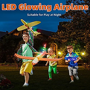 Ceekan 3-Pack LED Airplane Toy, Foam Glider with Plane Launcher - Catapult Plane with 2 Flight Modes, Kids Gifts Flying Toy for 3 4 5 6 7 8 9 10 11 12 Year Old Boys Girls