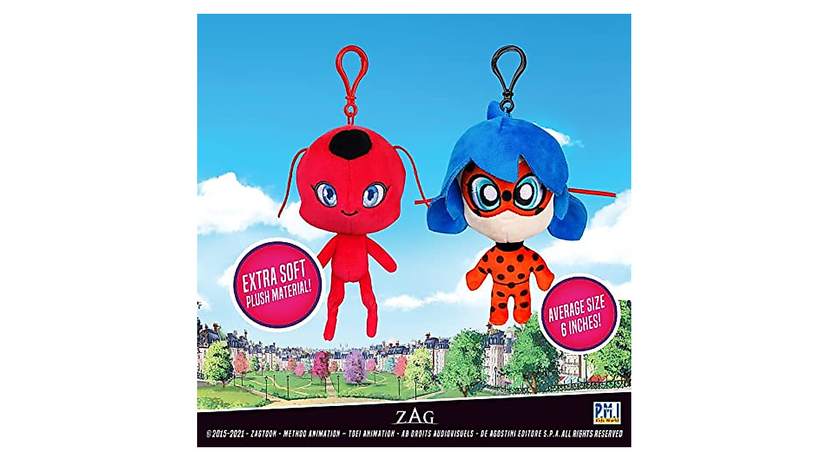 P.M.I. Miraculous Ladybug Plush Clip-on Toys | Two of Four 5-Inch-Tall ...