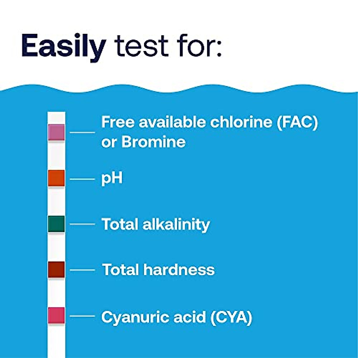HTH Pool Care 6-Way Test Strips, Swimming Pool Water Chemical Tester, 30 Strips