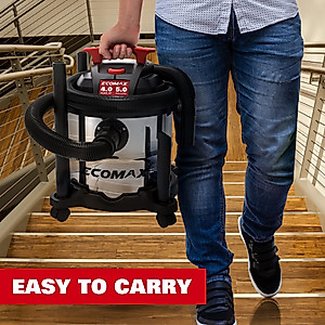 ECOMAX Wet Dry Vac 5 Gallon, 4 Peak HP, Portable Stainless Steel Shop Vacuum Wet/Dry with Powerful Suction-85 CFM, 3-in-1 Wet/Dry/Blow, Shop Vacuum for Home, Workshop, Jobsite, EM18115