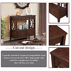 FRITHJILL 36in Wood Console Table, Modern Entry Sofa Table with Drawers and Open Storage Shelf (Espresso)