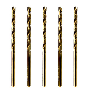 MAXTOOL No.40 5pcs Identical Jobber Length Drills Dia 0.098" HSS M35 Cobalt Twist Drill Bits Wire Gauge Numbered Golden Straight Drills; JBN35G10R40P5