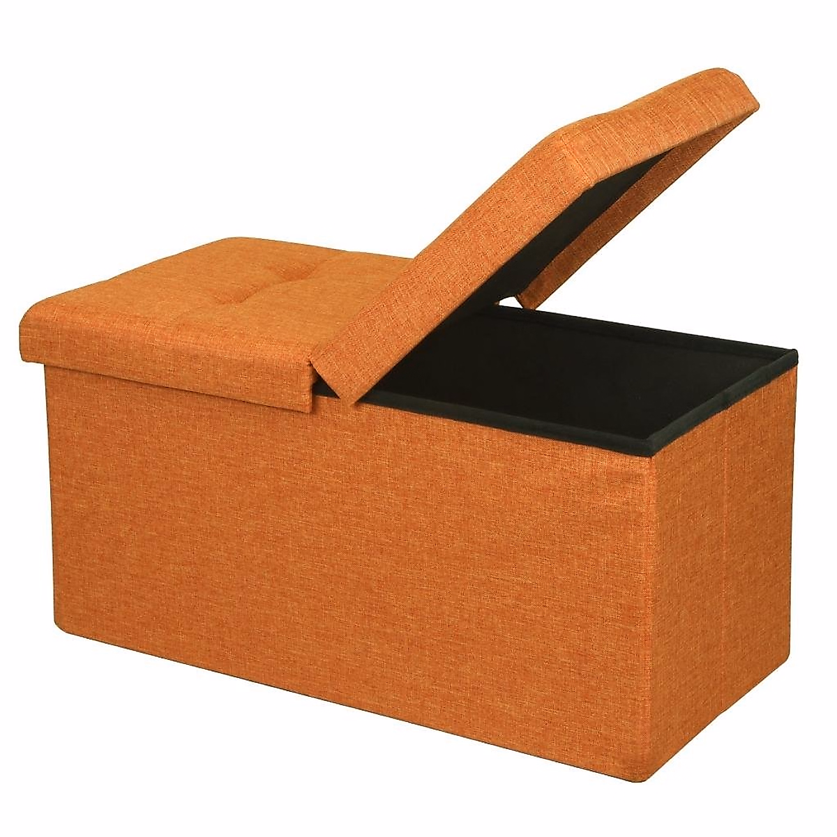 Otto & Ben Mellow 30" Storage Ottoman - SMART LIFT Top, Upholstered Tufted Ottomans Bench Foot Rest for Bedroom, Amber Orange