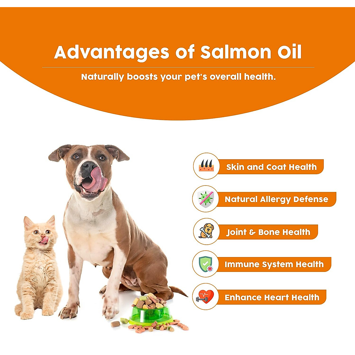 Wild Alaskan Salmon Oil for Dogs & Cats Omega 3 Skin & Coat Support, Liquid Food Supplement for Pets, EPA + DHA Fatty Acids for Joint Function, Immune & Heart Health, Fish Oil Supplements for Dogs