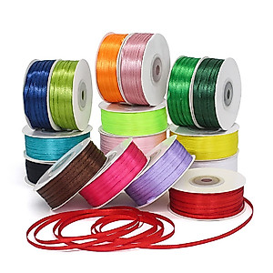 Capesaro Champagne Ribbon - 1/8 inch x 100 Yards Solid Color Double Face Thin Satin Ribbon for Gift Wrapping Flowers Bouquet Baby Hair Accessories Wedding Birthday