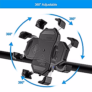 iMESTOU Motorcycle Wireless 15W Qi/USB Quick Charger 3.0 Phone Holder 2 in 1 Mount on 22-32mm Handlebar or Rear-View Mirror Fast Charging for 3.5-6.8 inch Cellphones