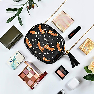 ALAZA PU Leather Small Crossbody Bag Purse Wallet Cute Forest Animals With Fox Cell Phone Bags with Adjustable Chain Strap & Multi Pocket