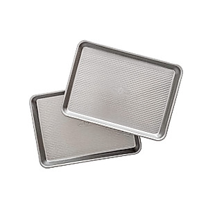USA Pan Nonstick Quarter Sheet Pan Set of 2 and USA Pan Bakeware Half Sheet Pan Set of 2, Aluminized Steel