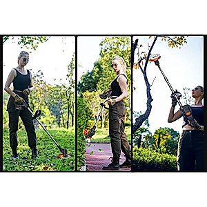 24V Electric Weed Eater Cordless Weed Wacker 3-in-1 String Trimmer with Wheels, Lawn Edger Brush Cutter with 3 Types Blades, Garden Tools for Garden and Yard