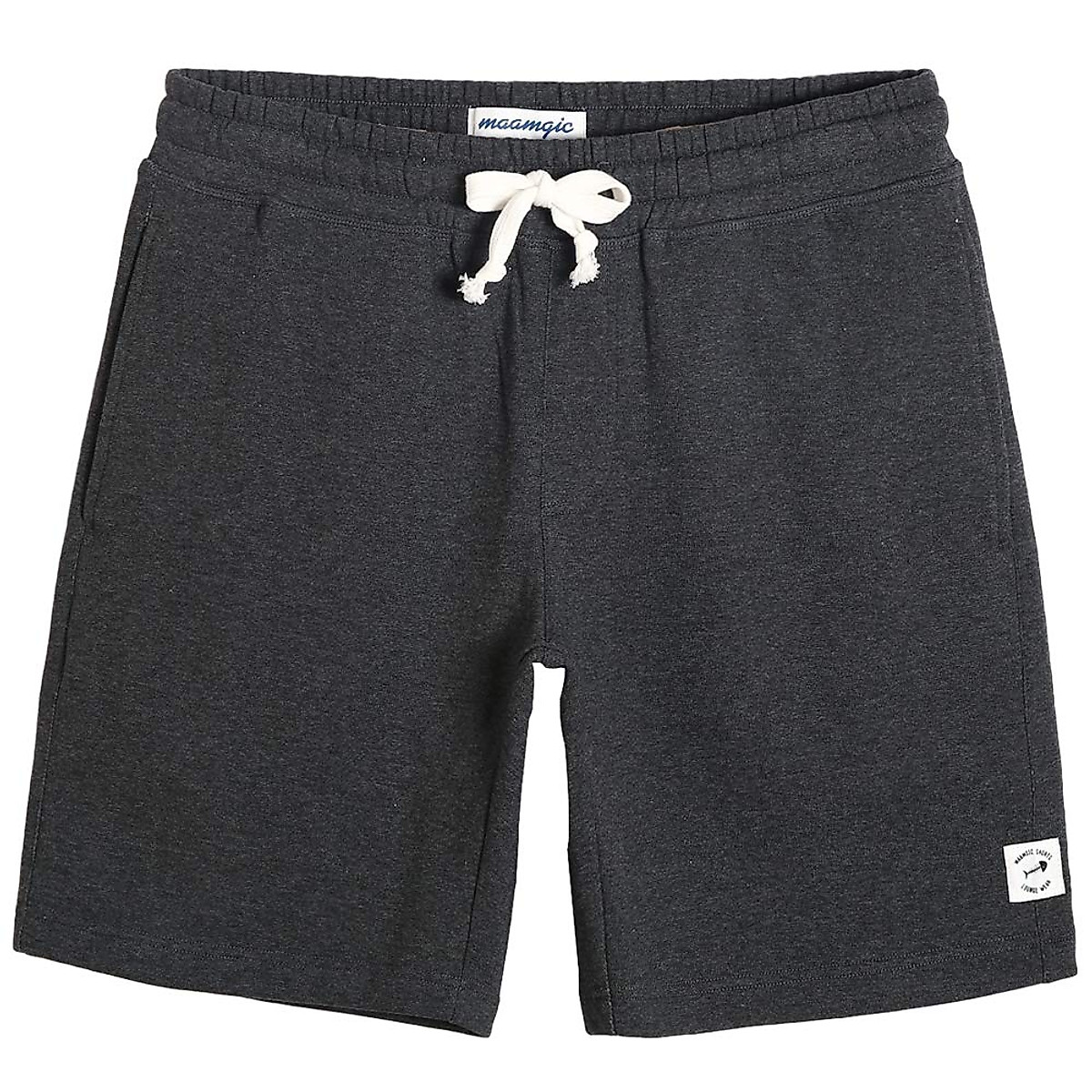 maamgic Mens Athletic Shorts 9" Cotton Casual Shorts Elastic Waist Lounge Sweat Shorts Workout Gym Shorts with Pockets Cushion Dark Gray