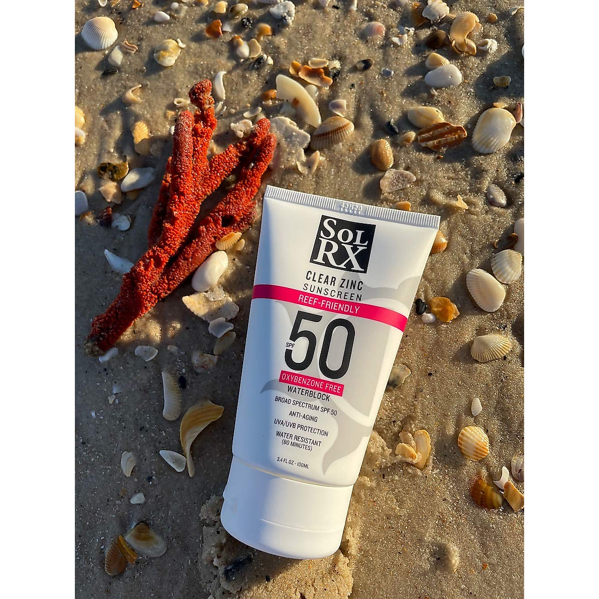 SolRX MINERAL+ SPF 50 Sunscreen - Zinc Oxide Sunscreen, Water Resistant Sunscreen, Reef Safe Sunscreen, Broad Spectrum Sunscreen for Face and Body