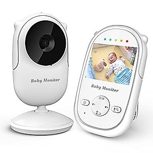 Newbaby Video Baby Monitor with Digital Color Camera, Wireless View Video, Two-Way Talk, Lullabies, Infrared Night Vision, Temperature Monitoring, Feeding Alarm (WhiteSM25) SM25