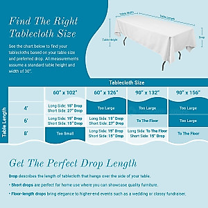 Sparkles Make It Special 10-pcs 60" x 102" Inch Rectangular Polyester Cloth Fabric Linen Tablecloth - Wedding Reception Restaurant Banquet Party - Machine Washable - White