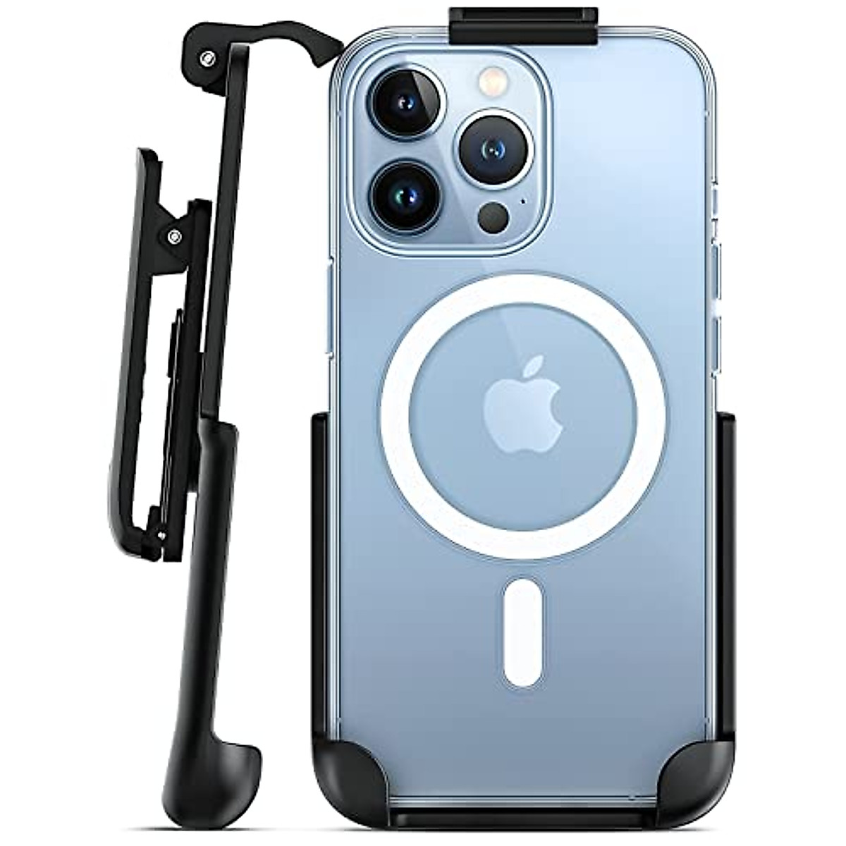 Encased Magnetic Case Designed for iPhone 14 Pro Max Case with Belt Clip Holster, Compatible with MagSafe (Crystal Clear)