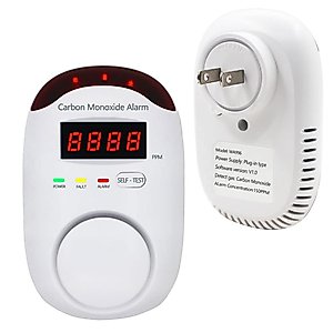 WESHLGD Plug-in Type Carbon Monoxide Alarm, CO Detector Monitor with LED Digital Display and Voice Alert for Home/Kitchen -1 Pack