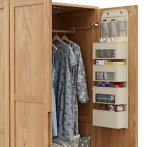 YOUDENOVA Over The Door Organizer, 4-Shelf Door Hanging Organizer, Baby Organizer for Nursery, Beige