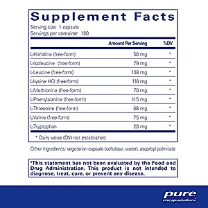Pure Encapsulations Essential Aminos | Amino Acid Supplement for The Brain and Muscle Recovery* | 180 Capsules