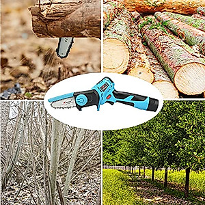 KOHAM 10.8V 4-Inch Cordless Electric Brushless Chainsaw with 2Pcs Rechargeable Batteries, Handheld Portable Electric Saw, Lightweight Cordless Gardening Tool for Wood Branch Cutting