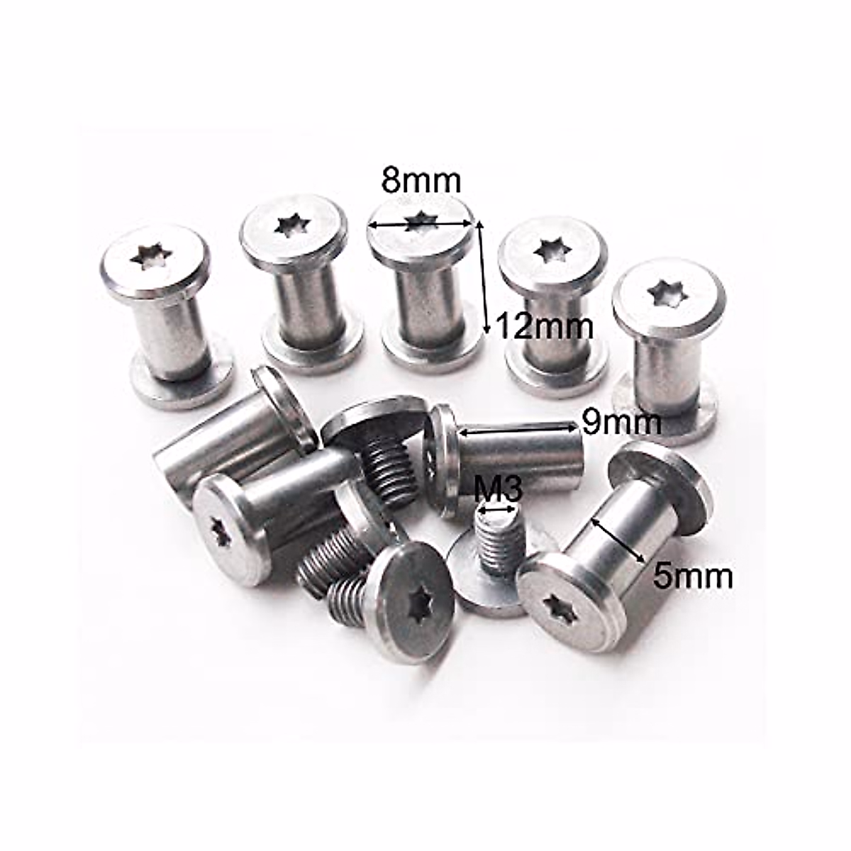 NC HAISDA Folding Knife Corby Bolts Pocket Knives Pivot Pins EDC Knifemakers Screw Fasteners Rivets DIY Knife Handle Studs Pack of 10 9mm