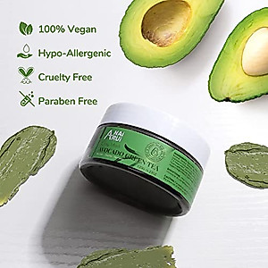 ANAI RUI Green Tea Face Mask with Avocado, Clay Facial Mask for Acne, Detox, Face Cleansing Mask, Hydrating, Nourishing, Soothing, 120g/4.23 oz