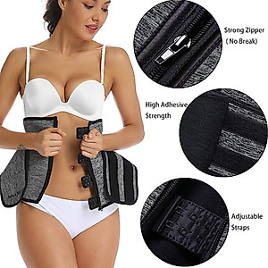 HOPLYNN Neoprene Sweat Waist Trainer Corset Trimmer Shaper Belt for Women, Workout Plus Size Waist Cincher Stomach Wraps Bands Gray Medium