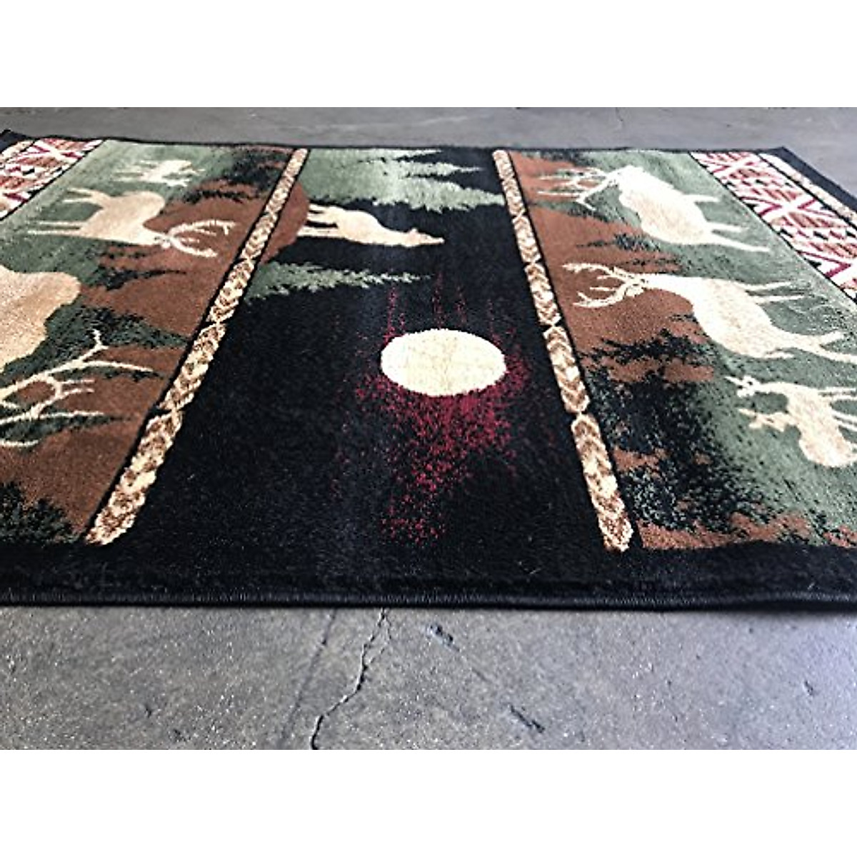 Carpet King Cabin Style Area Rug Country Lodge Elk Deer Wildlife Design 382 (7 Feet 7 Inch X 10 Feet 6 Inch)