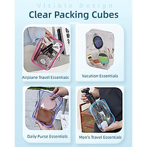 3 Packing Cubes Quart Size Travel Bag TSA Approved Toiletry Bag, Airplane Essentials for Flying, Long Flight European International Must Haves for Women Men Toiletries Liquids Small Clear Pouch