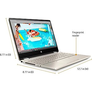 HP Pavilion x360 2-in-1 14" FHD WLED-Backlit Touchscreen Laptop, Intel Quad-Core i5-10210U, 8GB DDR4, 256GB SSD + 16GB Optane, Webcam, Backlit Keyboard, Fingerprint Reader, USB 3.1-C, Windows 10