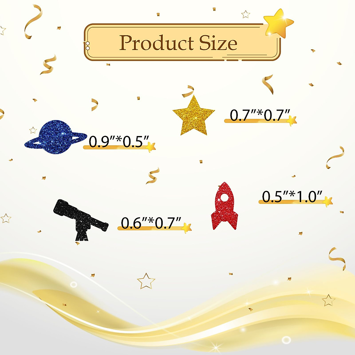 100pcs Outer Space Confetti, Rocket Star Table Confetti for Baby Shower, Sapce Birthday Paper Scatters, Outer Space Galaxy Theme 1st/2nd Birthday Party Table Decoration