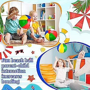 BBTO 72 Pieces Beach Balls Bulk 15.7''/14''/12''/9'' Inflatable Beach Ball Rainbow Blow Up Beach Balls Sport Balls for Adults Summer Pool Toys Water Games Hawaiian Birthday Party Favors
