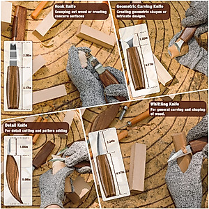 Wood Carving Kit, 23pcs Wood Carving Tool with 4PCS Wood Carving Knives & 5PCS Detail Knives 9 Basswood Blocks & Gloves & Roll Bag & Strop Block & Polishing Compound Whittling Kit Hobbies for Adults