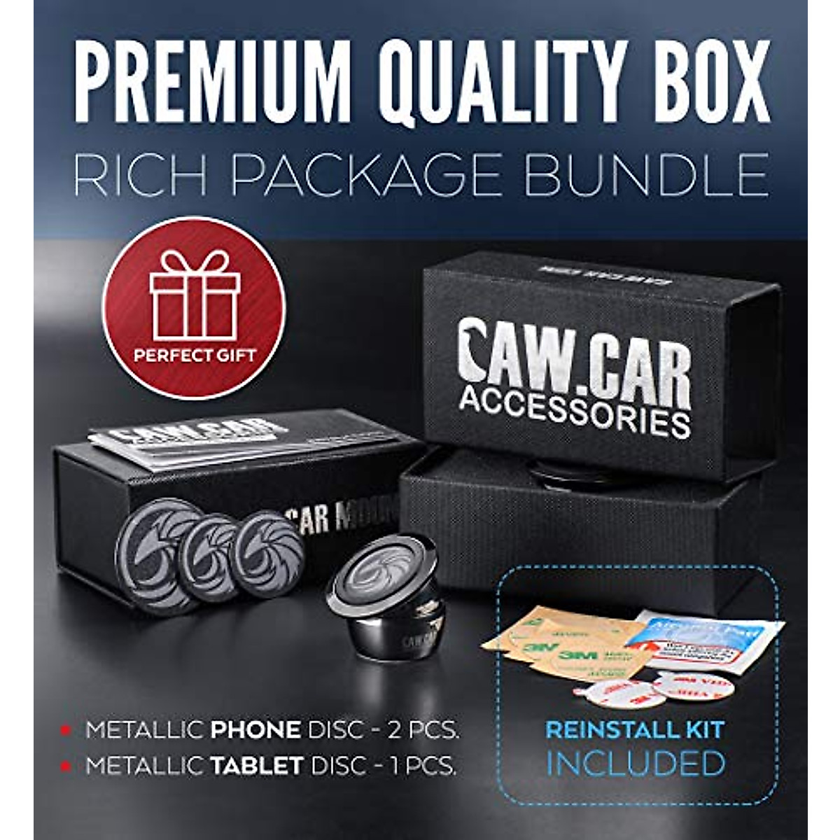 Universal Car Phone Mount Magnetic - All-Metal Car Mount for Smartphone & GPS - Cell Phone Holder for Car Dashboard. +100 to Safeness & Comfort