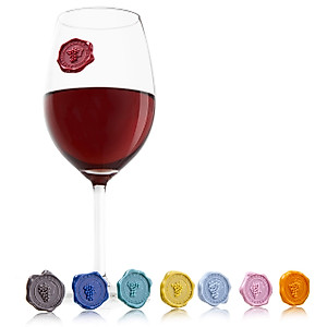 Vacu Vin Glass Markers - Set of 8 Colorful Characters for Wine Glass Decorations Kit and Wine Charm Stickers - Suction Cup Stickers for Wine Glasses - Not Recommended for Children Under 3 Years Old