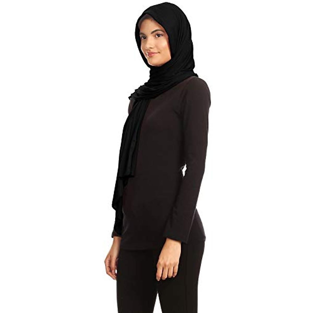 Abeelah Jersey Hijab Scarf - Made in the USA - Islamic, Muslim, African and Indian Fashion Compatible (Black)