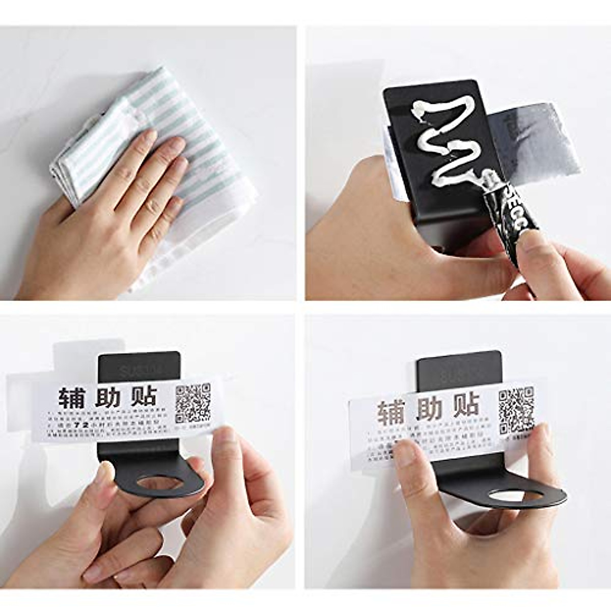 Beerty, Shower Gel Bottle Rack Hook Self Adhesive Wall Mounted Shampoo Holder Hook Shower Gel Bottle Rack Hanger Liquid Soap Shower Holder for Wall Kitchen Bathroom Toilet, Black, Medium