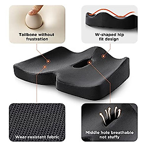 COTAZA Donut Cushion for Tailbone Pain, Office Chair Cushion for Butt, Hemorrhoid Pain Relief, Pressure Relief Seat Cushion for Hip Pain, Butt Pillow, Wheelchair, Black