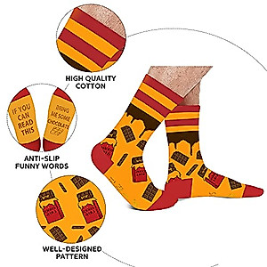 AGRIMONY Funny Socks for Men and Women - If You Can Read This Bring Me Chocolate Fun Novelty Crew Socks - Teens Boys Crazy Funky Food Socks with Sayings-Valentines Day Christmas Funny Gifts