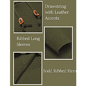 COOFANDY Men Fashion Hoodie Slim Fit Long Sleeve Polo Pullover Casaul Sweatshirt Army Green