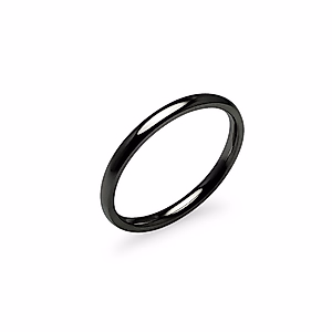 SILVERLINE JEWELRY High Polish 2mm Comfort Fit Wedding Band Ring Stainless Steel Black Tone Size 8