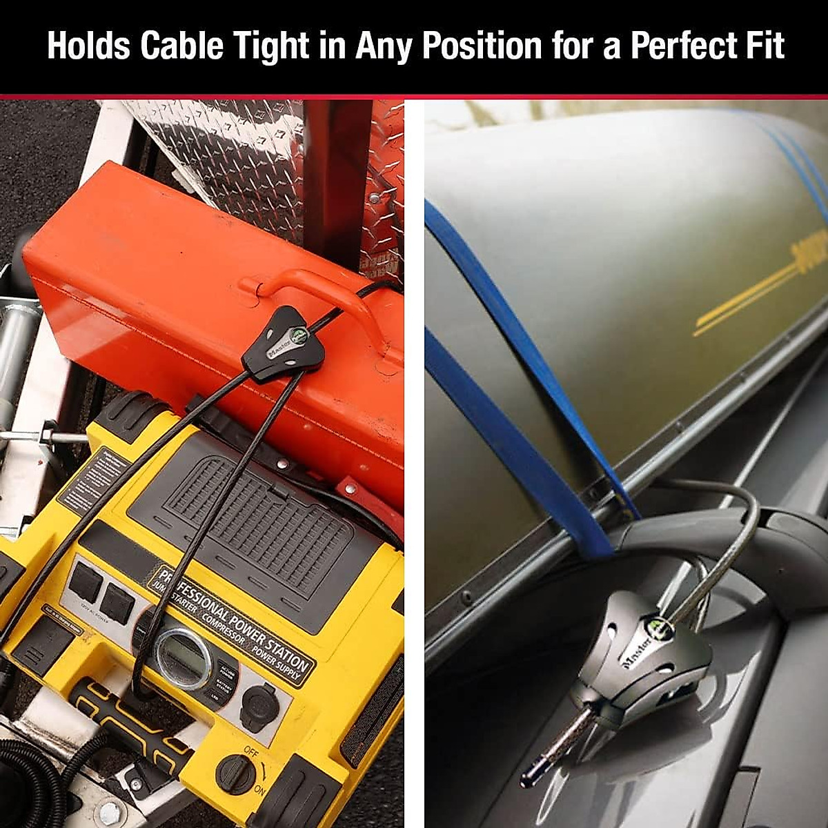 Master Lock Black Python Bike Lock with Key, Adjustable Metal Cable Lock has a Weather Resistant Vinyl Coating for Outdoor Equipment, Bicycles, Trail Cameras, 6 Feet Long, 8418D