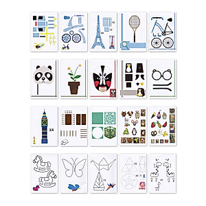 3D Printing Drawing Book, Reusable Colorful 40 Patterns Thick Paper Template with a Clear Plate, Painting Graffiti Template for 3D Pen Kids DIY Gift