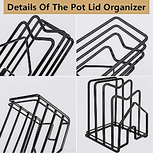 Cutting Board Organizer, Chopping Board Holder Stand Pot Lid Storage Rack for Kitchen Countertop Cabinet Flat Steel 4.92" x 5.71" x 8.47" (Black)