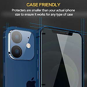 Solnern 2 Pack Privacy Screen Protector for iPhone 12 Pro 6.1 Inch with 2 Pack Camera Lens Protector, Anti Spy Tempered Glass Film, Anti-Scratch