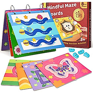 GiftAmaz Mindful Maze Boards, Calming Toys for Kids, Finger Path Breathing Boards, Calming Corner Items Kids Social Emotional Learning, Mindfulness Sensory Cardboard Toys Box for Kid 3 4 5 6 Year