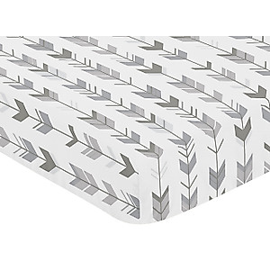 Grey and White Arrow Baby or Toddler Fitted Crib Sheet for Woodland Arrow Collection by Sweet Jojo Designs