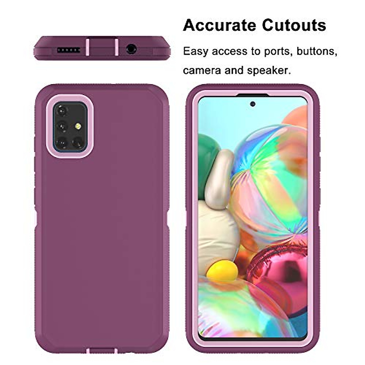 Tiflook for Galaxy A51 Case 4G (Not Fit A51 5G Version), Shockproof Heavy Duty Armor Rugged Hard Plastic Rubber Bumper 2-Layer Hybrid Protective Cover Case for Samsung Galaxy A51, Pinkish Purple
