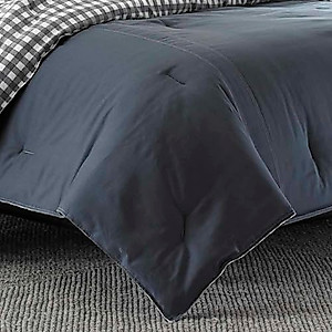 Eddie Bauer - King Comforter Set, Reversible Cotton Bedding with Matching Shams, Pre-Washed for Added Softness (Kingston Charcoal, King)