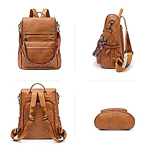 PINCNEL Backpack Purse for Women – Fashion Womens PU Leather Backpack – Anti-Theft Backpack Shoulder Bag with Multifunctional Pockets (Black)