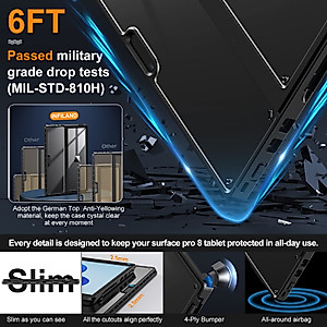 INFILAND Case Compatible with Microsoft Surface Pro 8, High Clear Transparent Shockproof Robust Portable Protective Case Multi-Angle Adjustable Stand for Surface Pro 8 13 Inch 2021 Tablet, Black